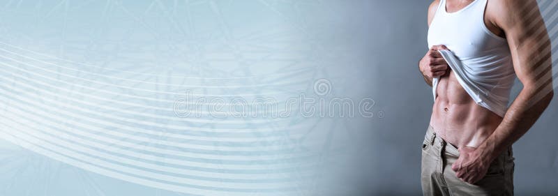 Abs of Athletic Man Panoramic Banner Stock Photo - Image of handsome ...