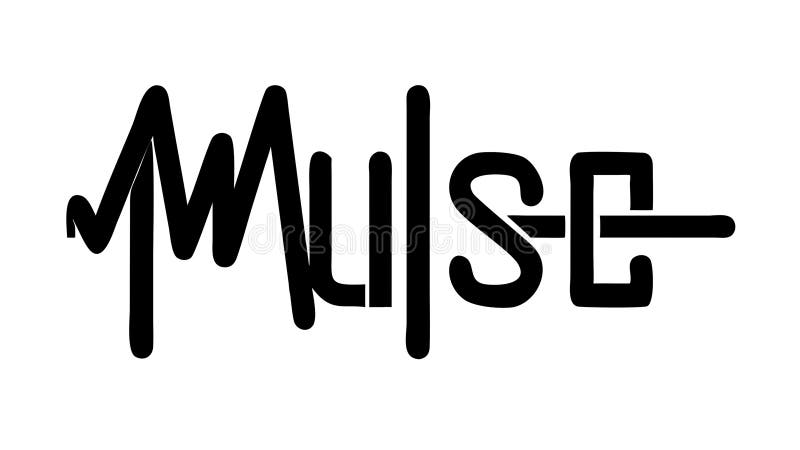 Muse Text with Heartbeat Line for Creativity and Art, Vector Design ...