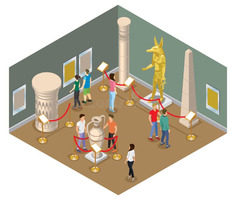 Museo Isométrico Hall Concept Ilustración del Vector - Ilustración de ...