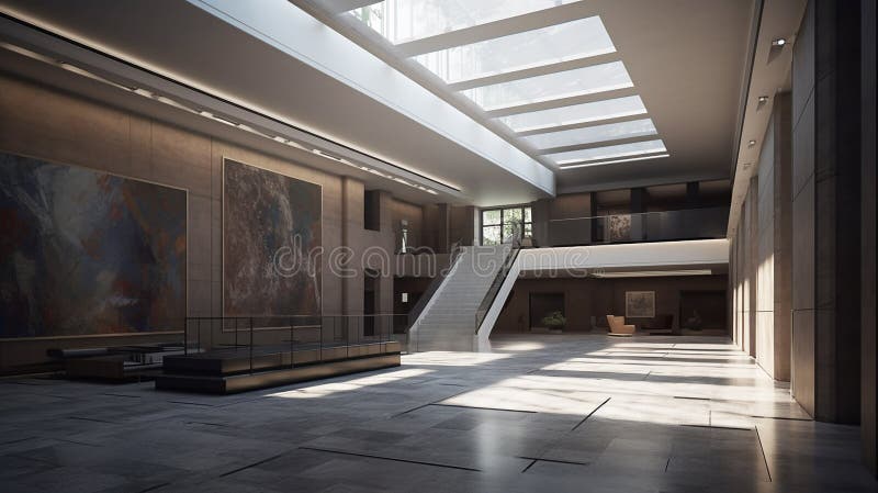 Museum of Art, Ultra-modern Lobby. Architectural Solution Stock ...