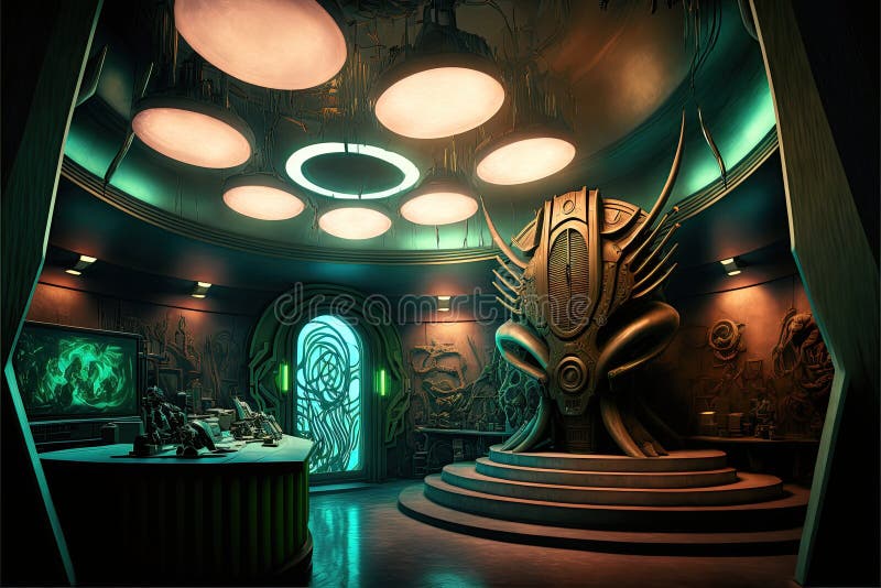 Extraterrestrial Alien Museum Interior Stock Illustration ...