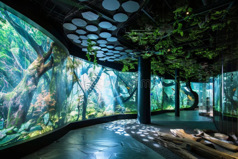 A Museum Exhibit Showcasing an Immersive Rainforest Environment with ...