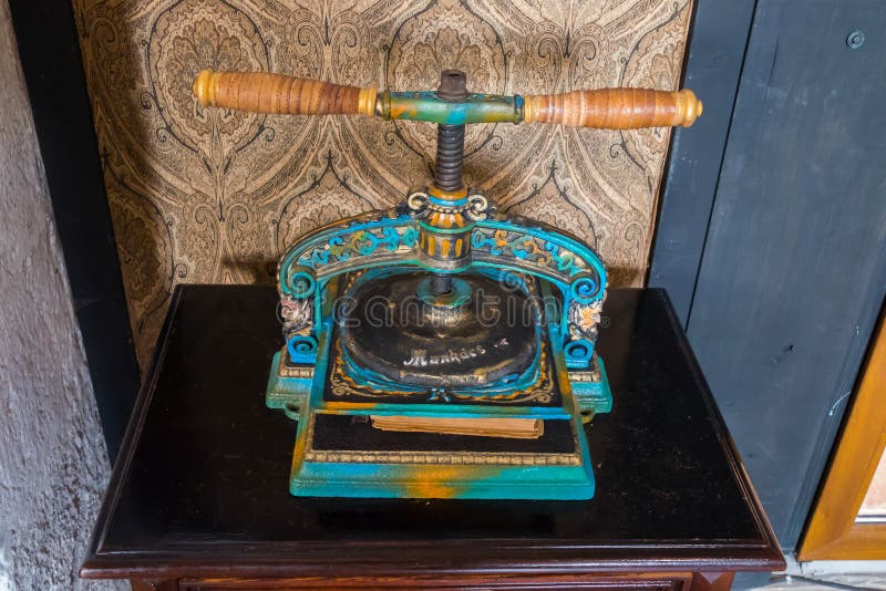 Museum Exposition with an Ancient Interesting Iron Device of Green ...