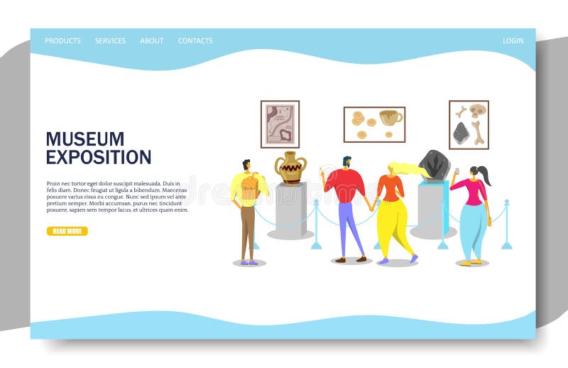 Museum Exposition Vector Website Landing Page Design Template Stock ...