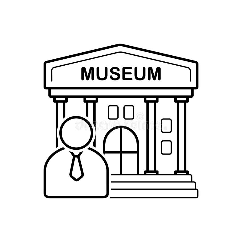 Black Line Icon for Museum Guide, Teacher and Cicerone Stock Vector ...