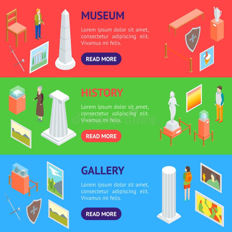 Museum Hall Interior Isometric View. Vector Stock Vector - Illustration ...