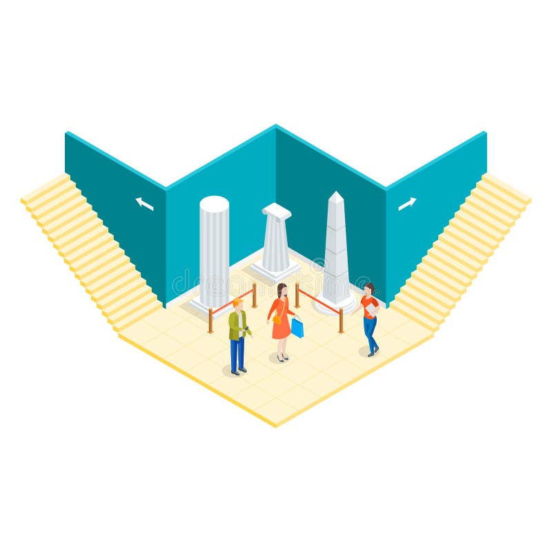 Museum Hall Interior Layout Isometric View. Vector Stock Vector ...