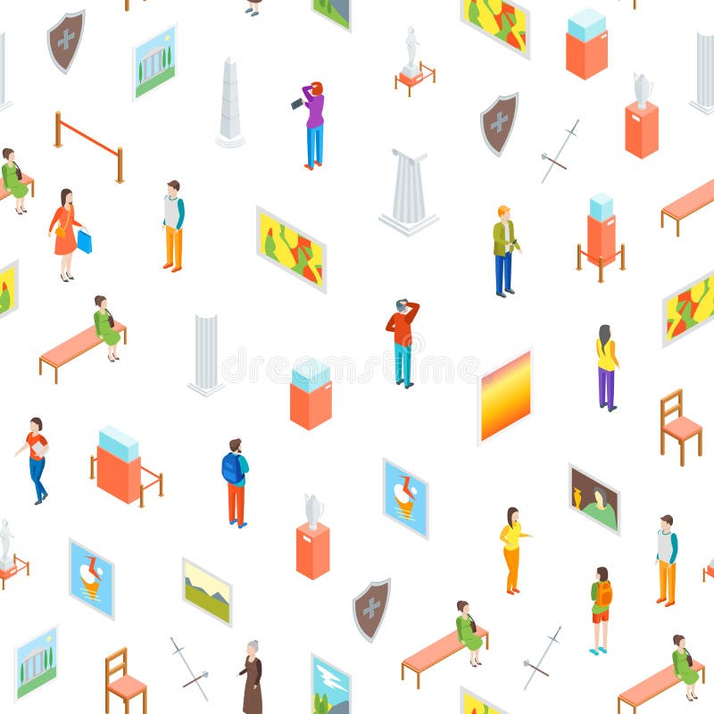 Museum Hall Interior Isometric View. Vector Stock Vector - Illustration ...