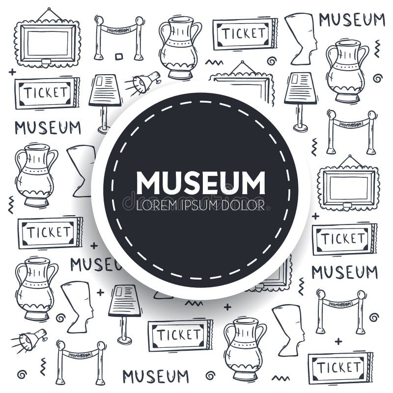 Museum. Hand Drawn Doodle Seamless Pattern. Sketches. Vector ...