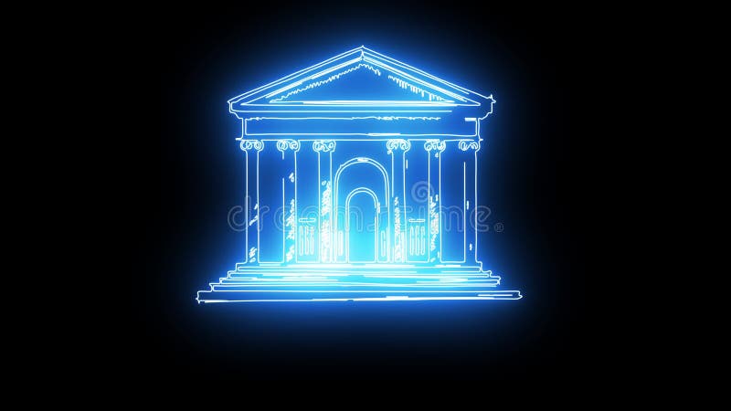 Museum Icon with a Blue Neon Saber Effect Stock Video - Video of line ...