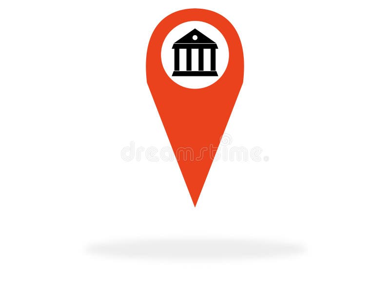 Museum Icon on Red Marker Symbol with Shadow Stock Illustration ...