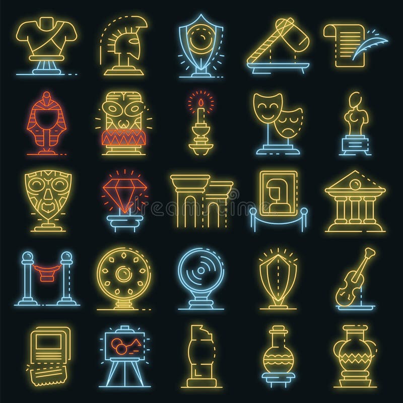 Museum icons stock vector. Illustration of tour, draw - 1431614