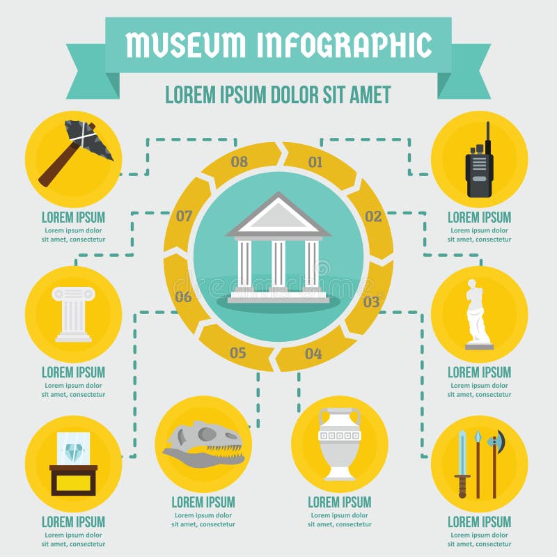 Museum Infographic Concept, Flat Style Stock Vector - Illustration of ...