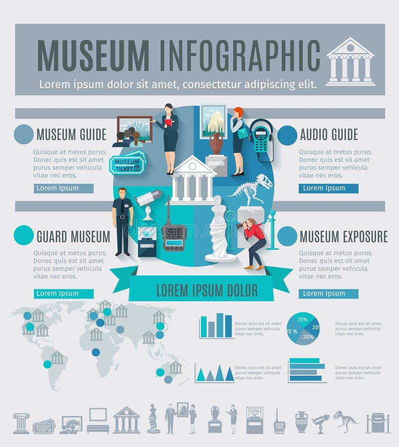 Museum Infographics Set stock vector. Illustration of information ...