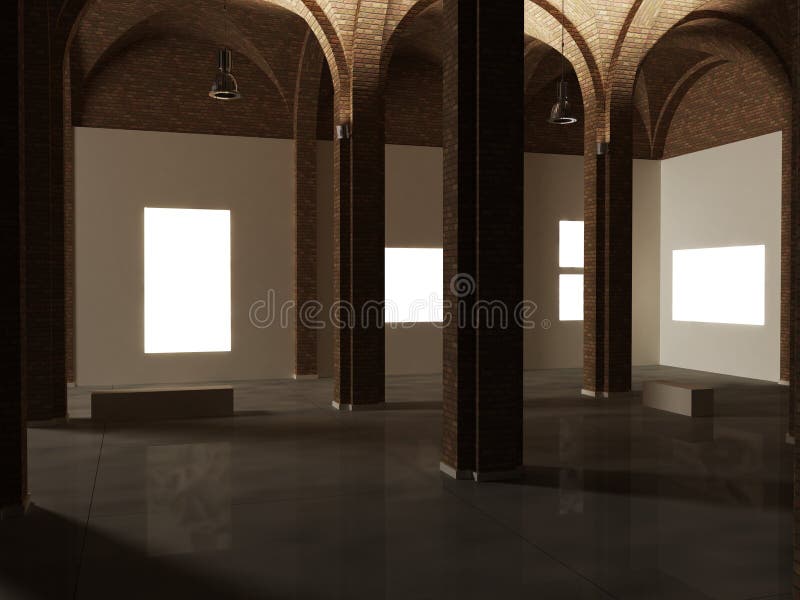 Museum Interior Design, Expo, Work of Art Mock Up Stock Image - Image ...
