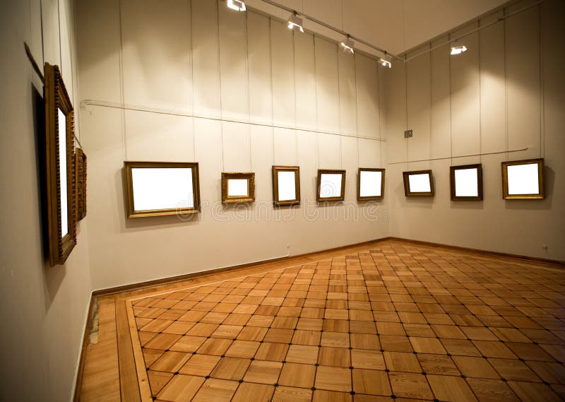 Museum Interior with Picture Frames. Empty Gallerys in Museum Stock ...