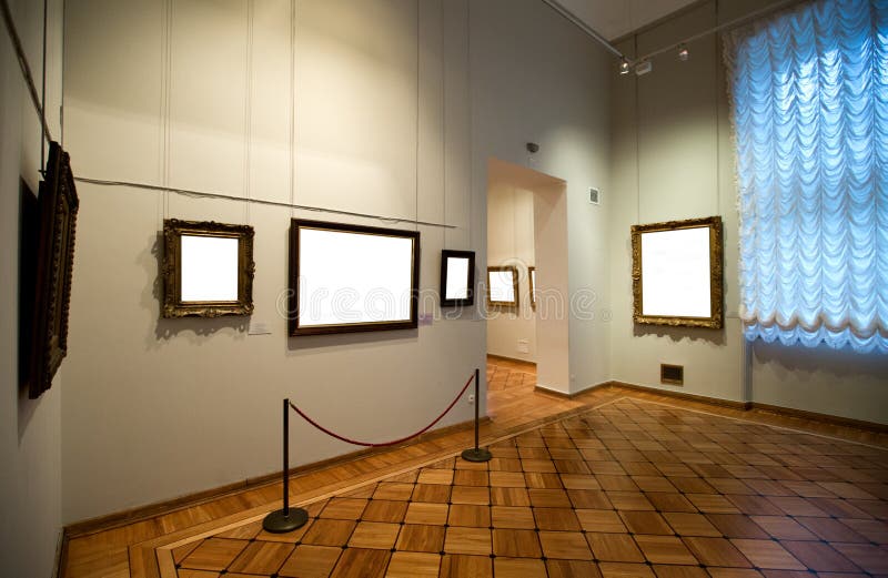 Museum Interior with Picture Frames. Empty Gallerys in Museum Stock ...