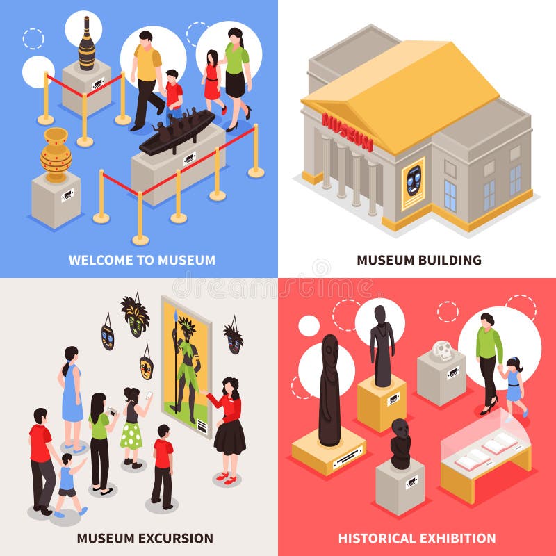 Museum Isometric Design Concept Stock Vector - Illustration of ...