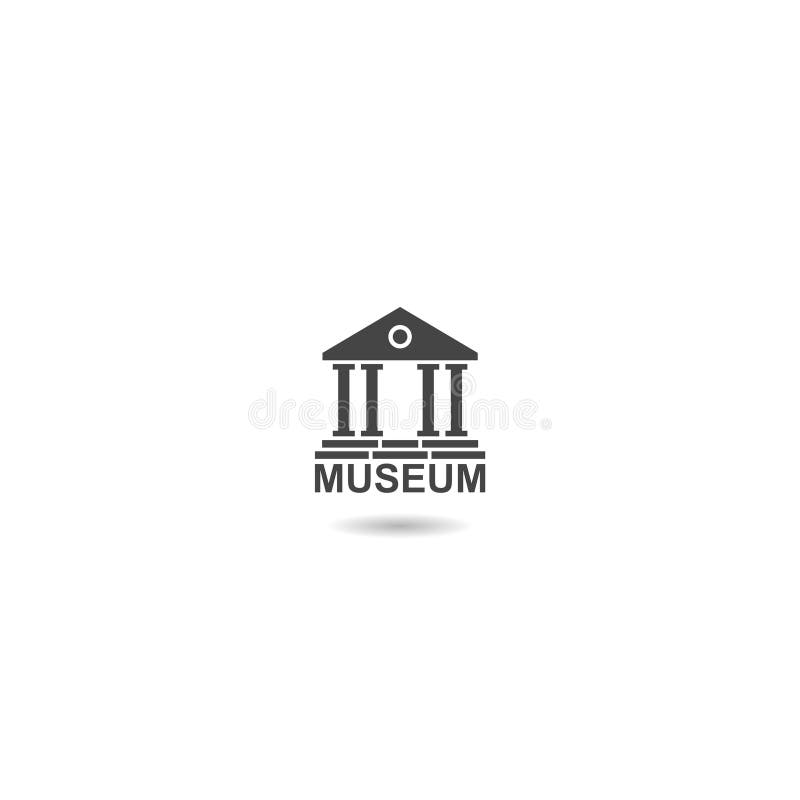 Museum Logo Icon with Shadow Stock Vector - Illustration of house, bank ...