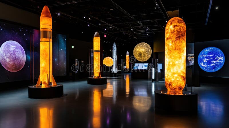 Museum Lover S Day Space Exhibition with Illuminated Rocket Models and ...