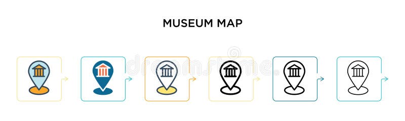 Museum Map Vector Icon in 6 Different Modern Styles. Black, Two Colored ...