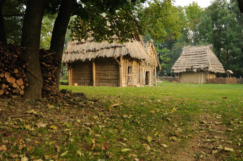 Medieval House with Straw Roof Stock Photo - Image of house, primitive ...
