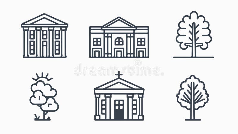 Museum Outline Vector Illustration for Creative Projects and Designs ...