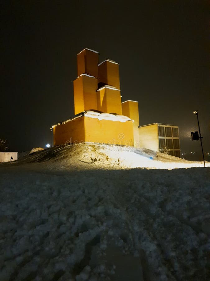 Museum in snow stock photo. Image of reflection, darkness - 215551390