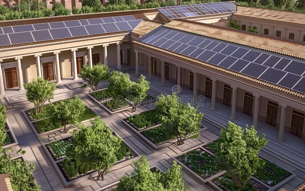 A Museum with Solar Panels -Generative Ai Stock Photo - Image of ...