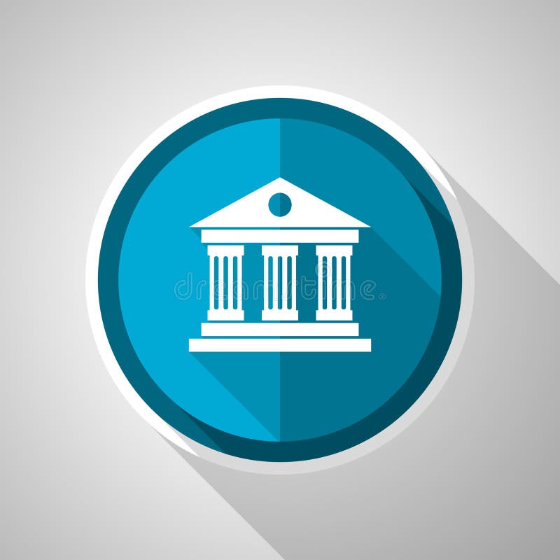 Museum Symbol, Flat Design Vector Blue Icon with Long Shadow Stock ...