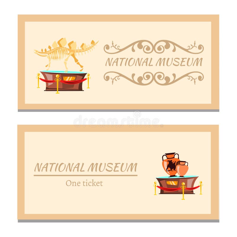 Museum Ticket Icon in Flat Style Stock Vector - Illustration of museum ...