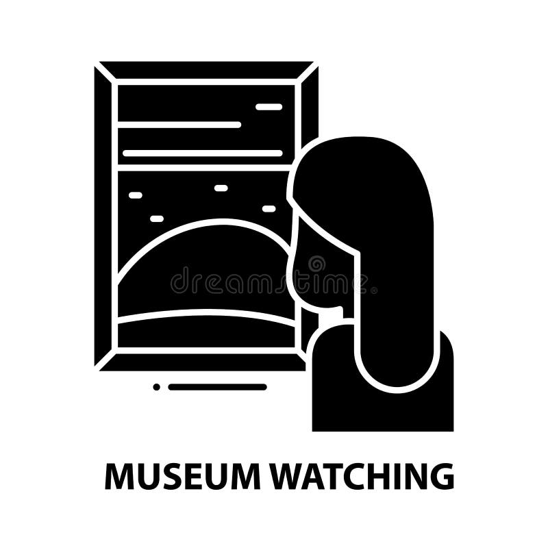 Museum Watching Icon, Black Vector Sign with Editable Strokes, Concept ...