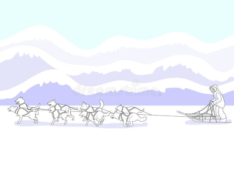 Musher and Dog Team by Moonlight Stock Vector - Illustration of ...