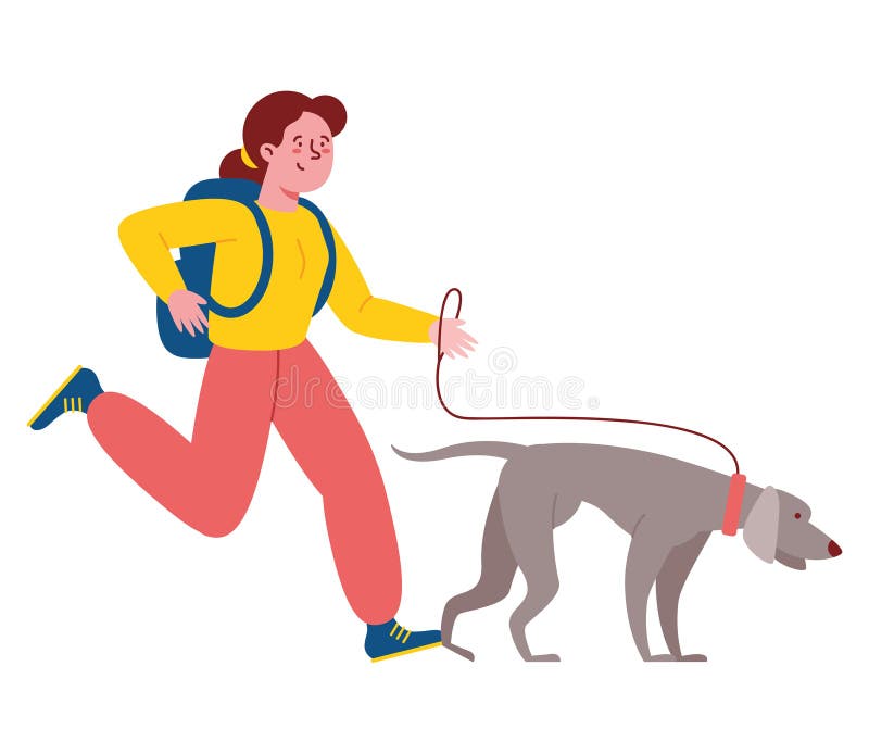 Musher Woman with Dog Running Stock Vector - Illustration of musher ...