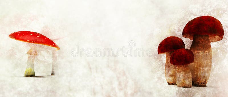 Mushroom Abstract with Drifting Spores Stock Illustration ...