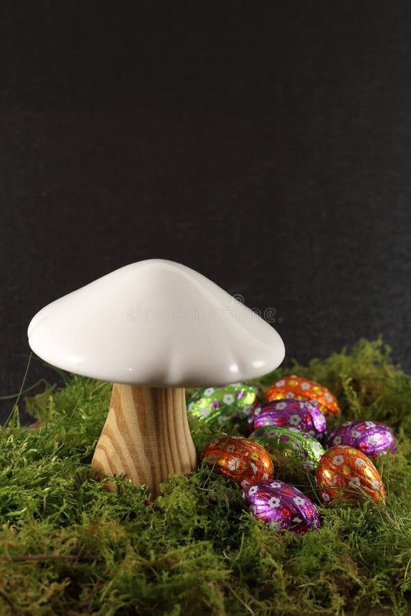 Mushroom Accompanied by Its Easter Eggs Stock Photo - Image of plant ...