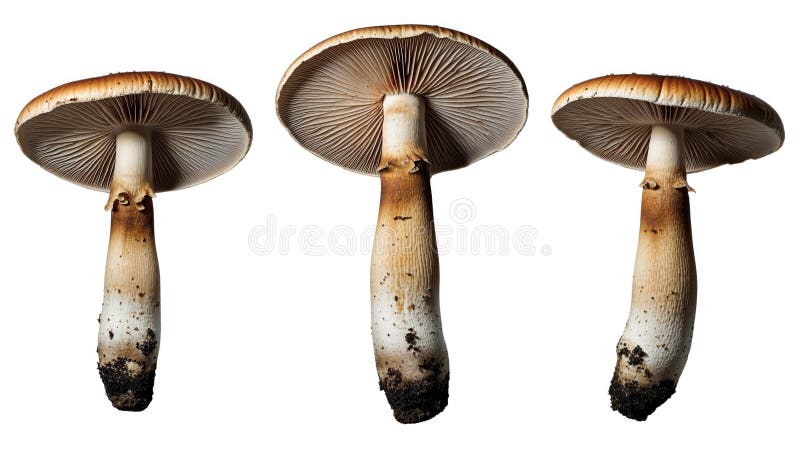 Mushroom Cap Shown from Different Perspectives on a White Background ...
