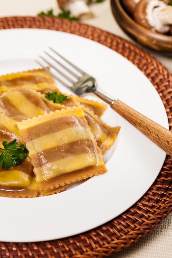 Mushroom Cheese Ravioli stock image. Image of healthy - 80646463