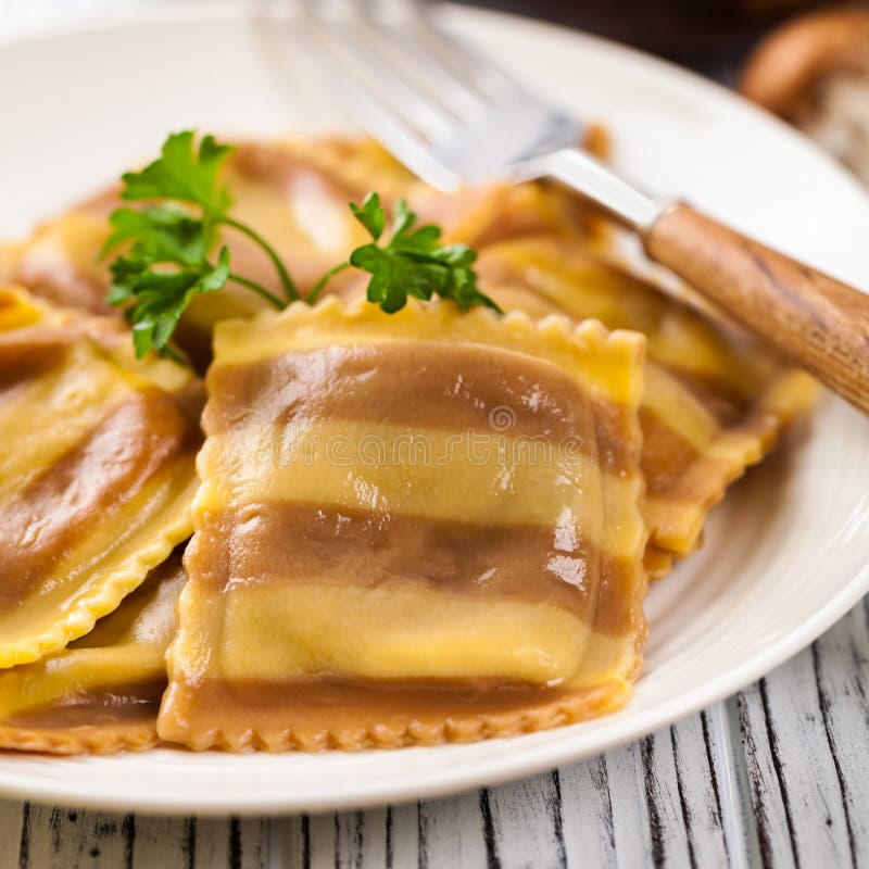 Mushroom Cheese Ravioli stock photo. Image of organic - 80649232