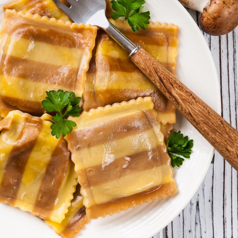 Mushroom Cheese Ravioli stock image. Image of dish, meal - 81282011