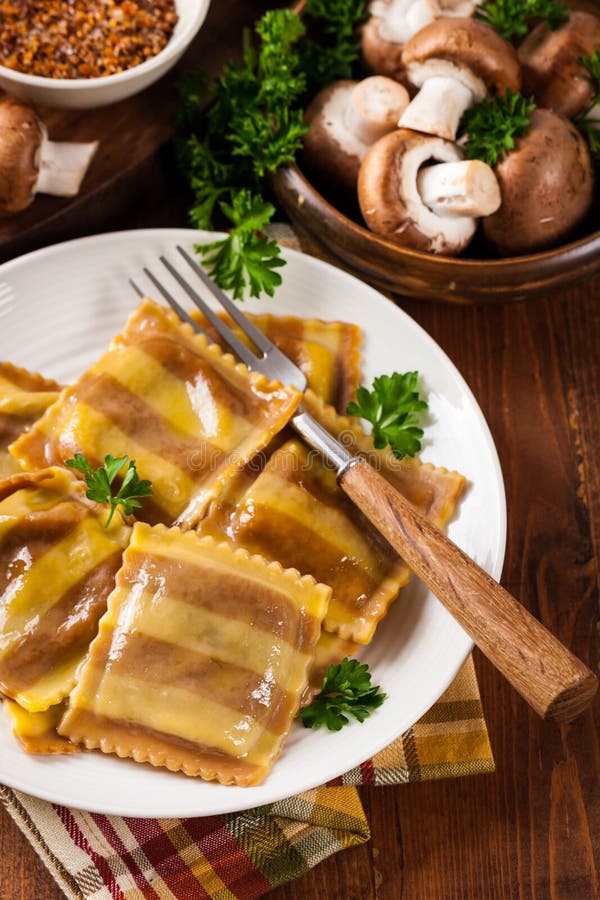 Mushroom Cheese Ravioli stock image. Image of cheddar - 81294251