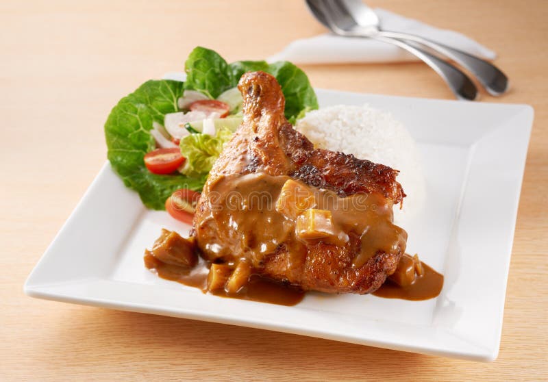 Mushroom Chicken Chop with Rice Stock Image - Image of drumstick ...