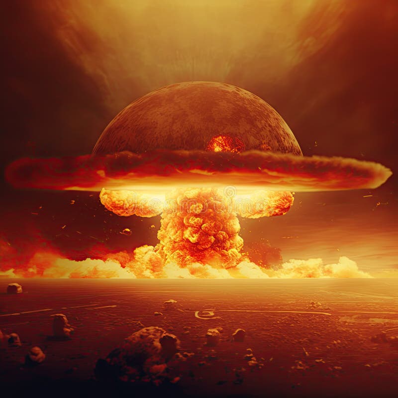Nuclear Explosion by Drone View Stock Illustration - Illustration of ...