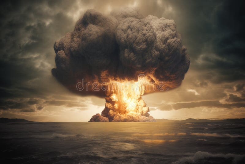 Mushroom Cloud of Exploding Nuclera Bomb. Generative AI Stock ...