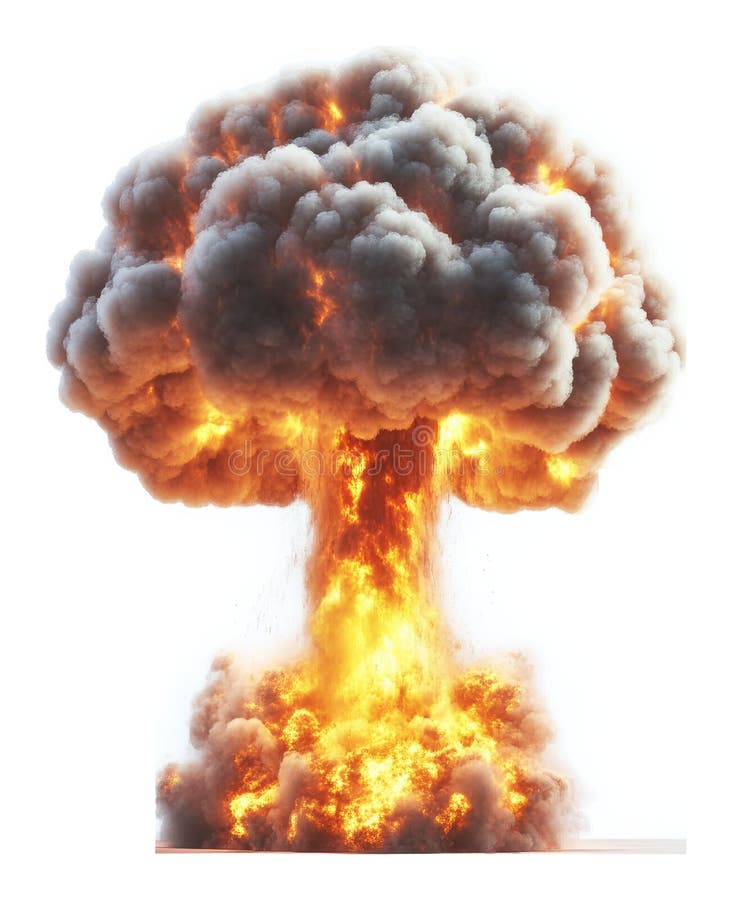 Mushroom Cloud Explosion with Fiery Details, Destructive Force Concept ...