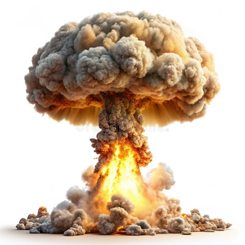 Mushroom Cloud Explosion Isolated on White Background Stock ...