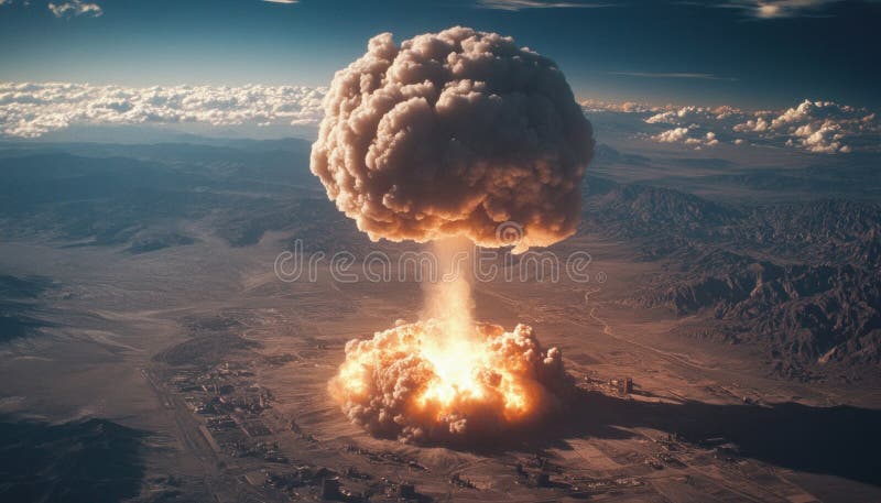 Nuclear Explosion Detonating Over Desert Causing Pollution and ...