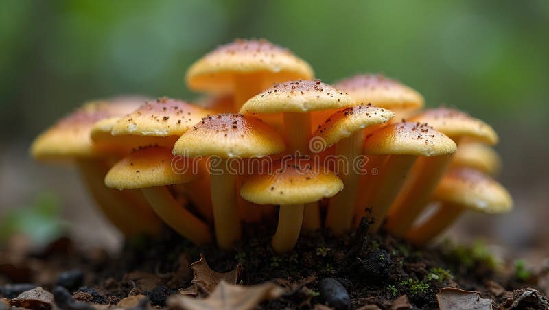 Mushroom Colony in Circle Symbolizing Unity in Nature Stock ...