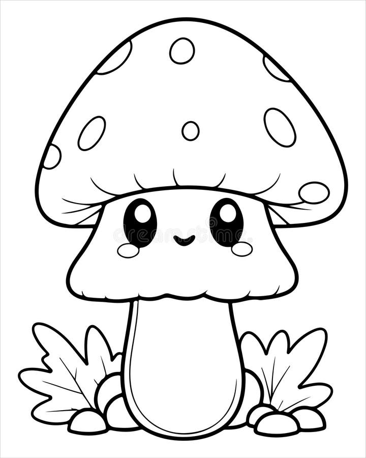 Mushroom Coloring Pages for Kids Stock Vector - Illustration of funny ...