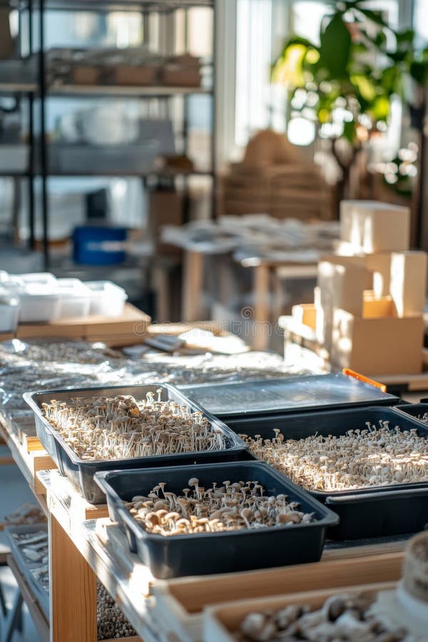 Mushroom Cultivation in an Industrial Workspace, Supporting ...